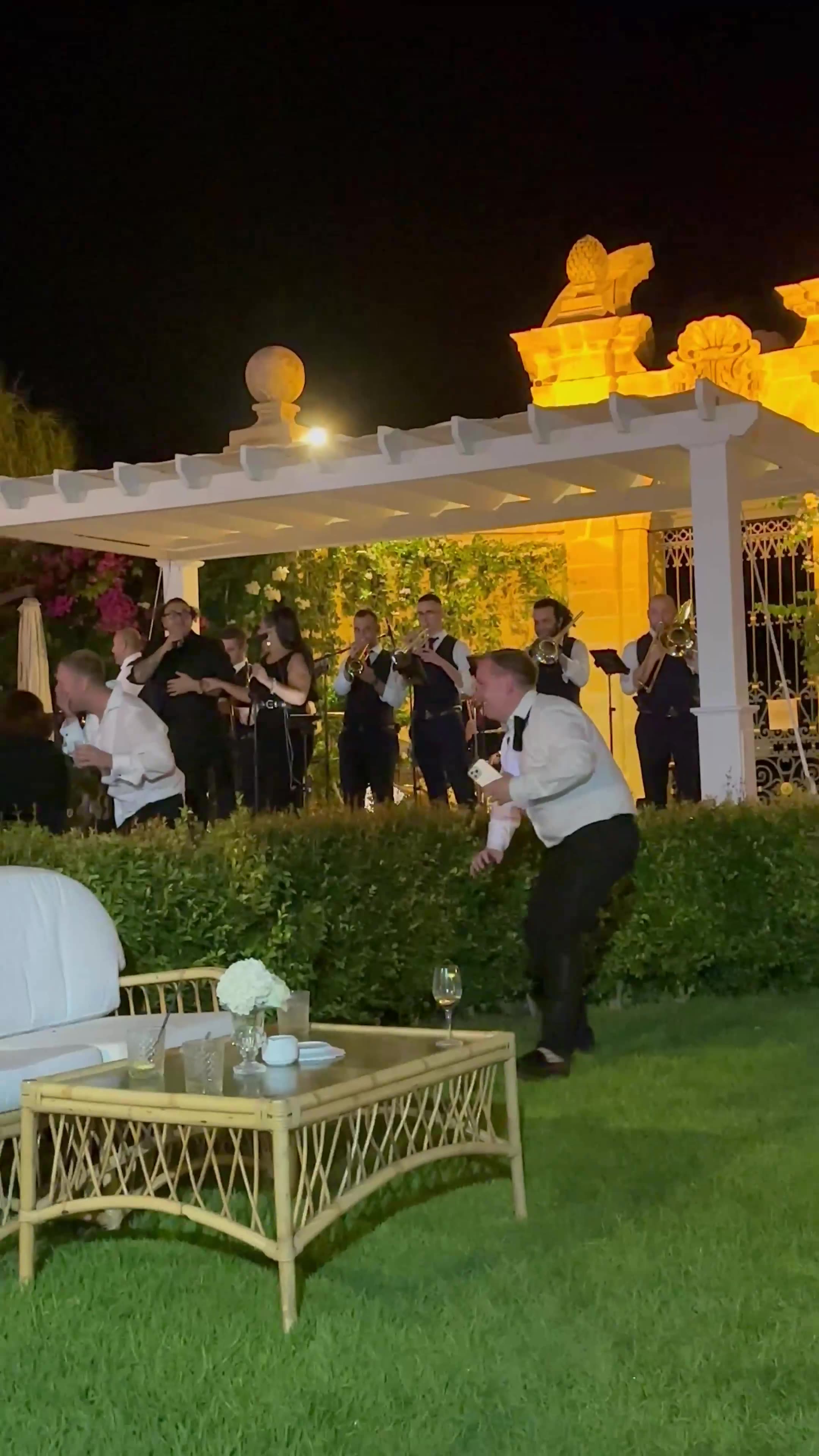 Wedding Guest Falls Backward Over Hedge