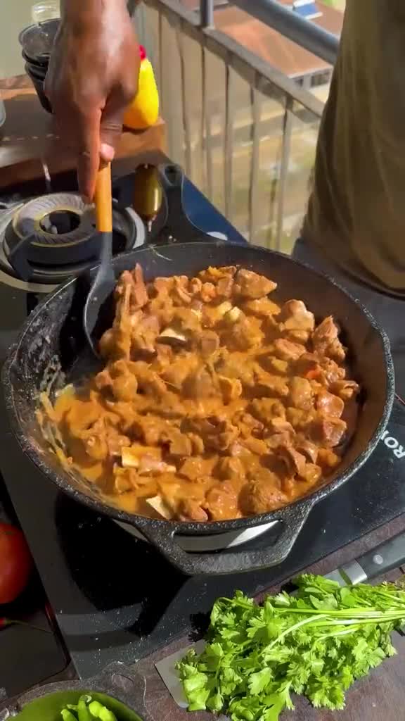 Mbuzi(Goat) Wet Fry, Ugali & Spinach