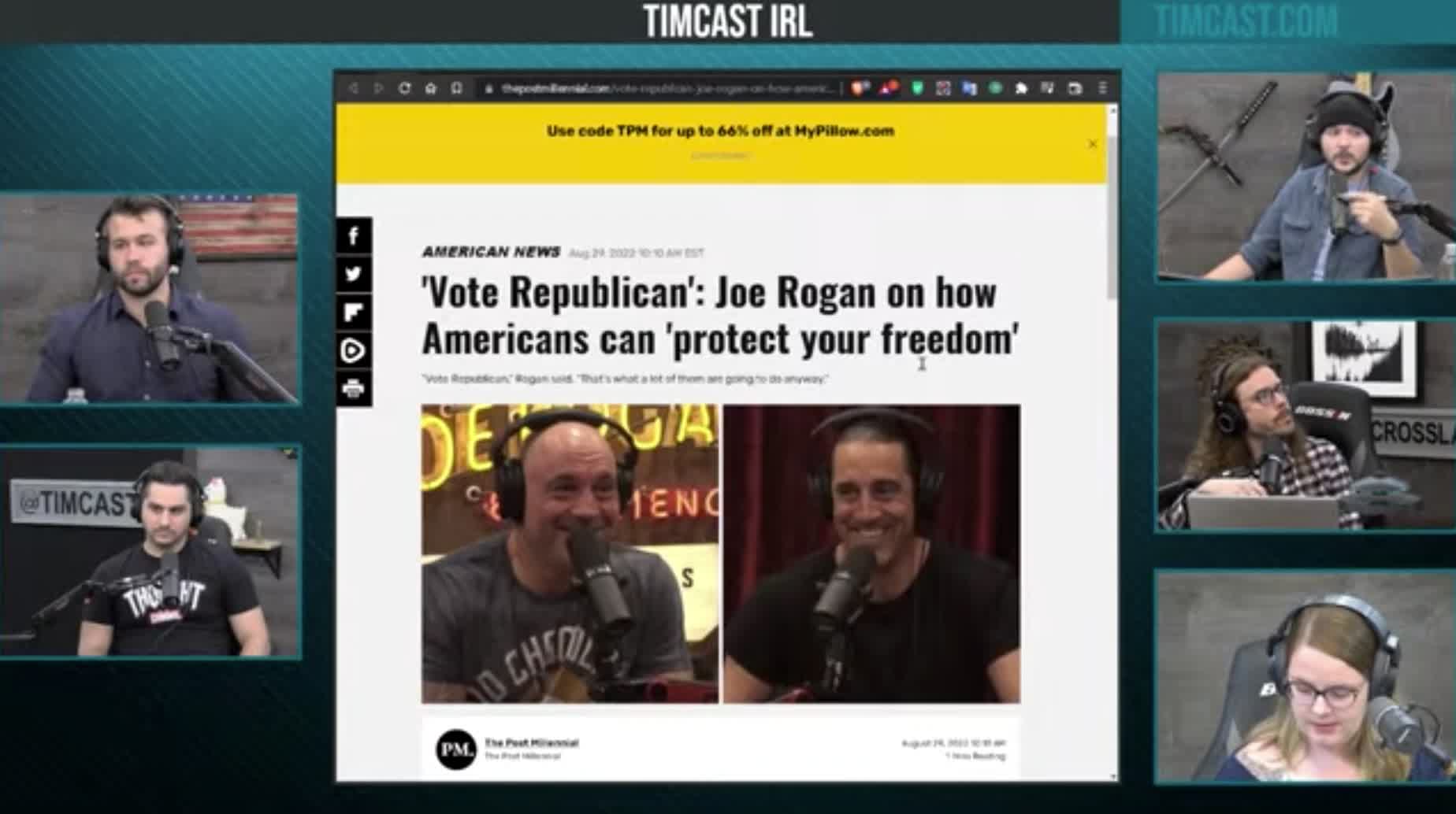 Tim Pool cites reporting from TPM about how Joe Rogan said to "Vote ...