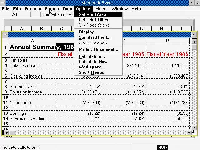Microsoft Excel 2.2 on OS2 1.2