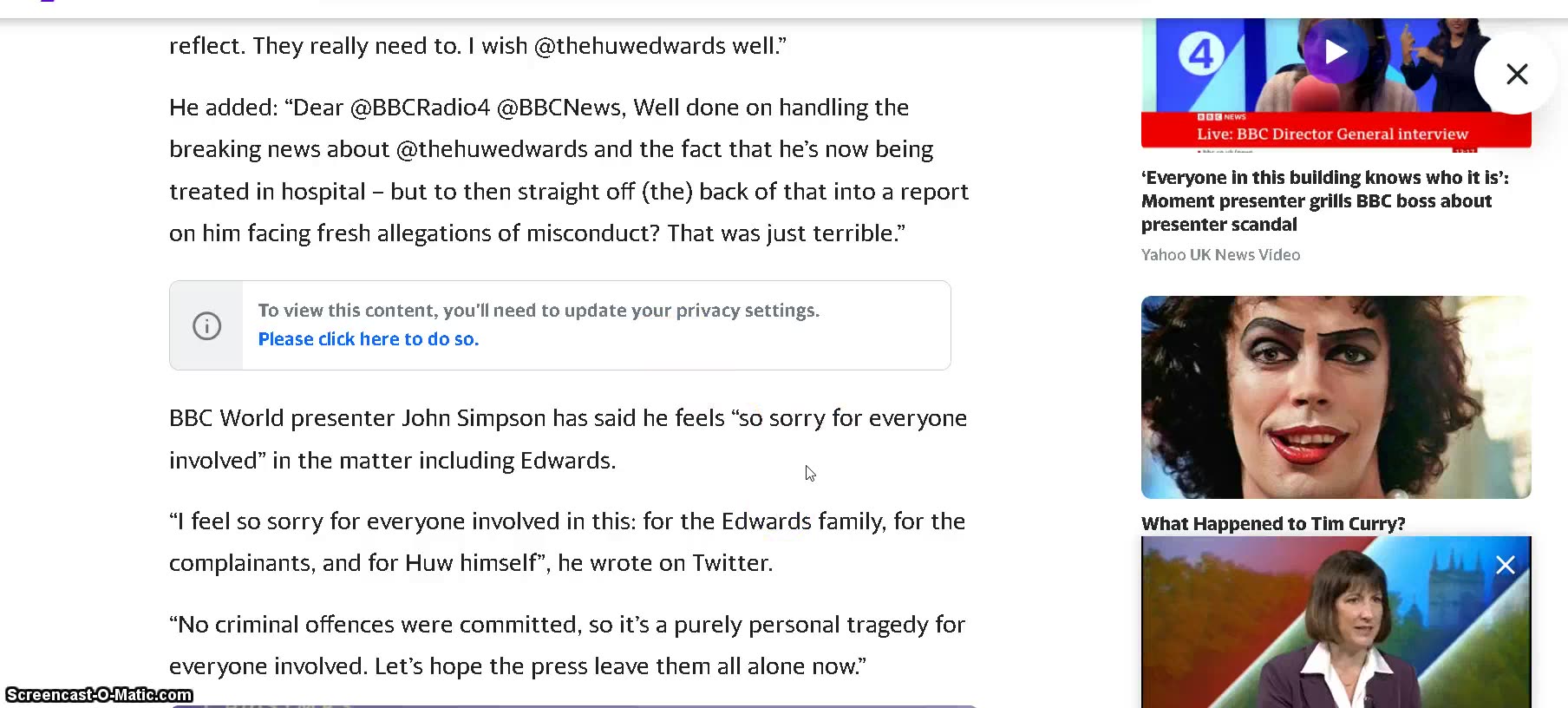 More on the Huw Edwards BBC script