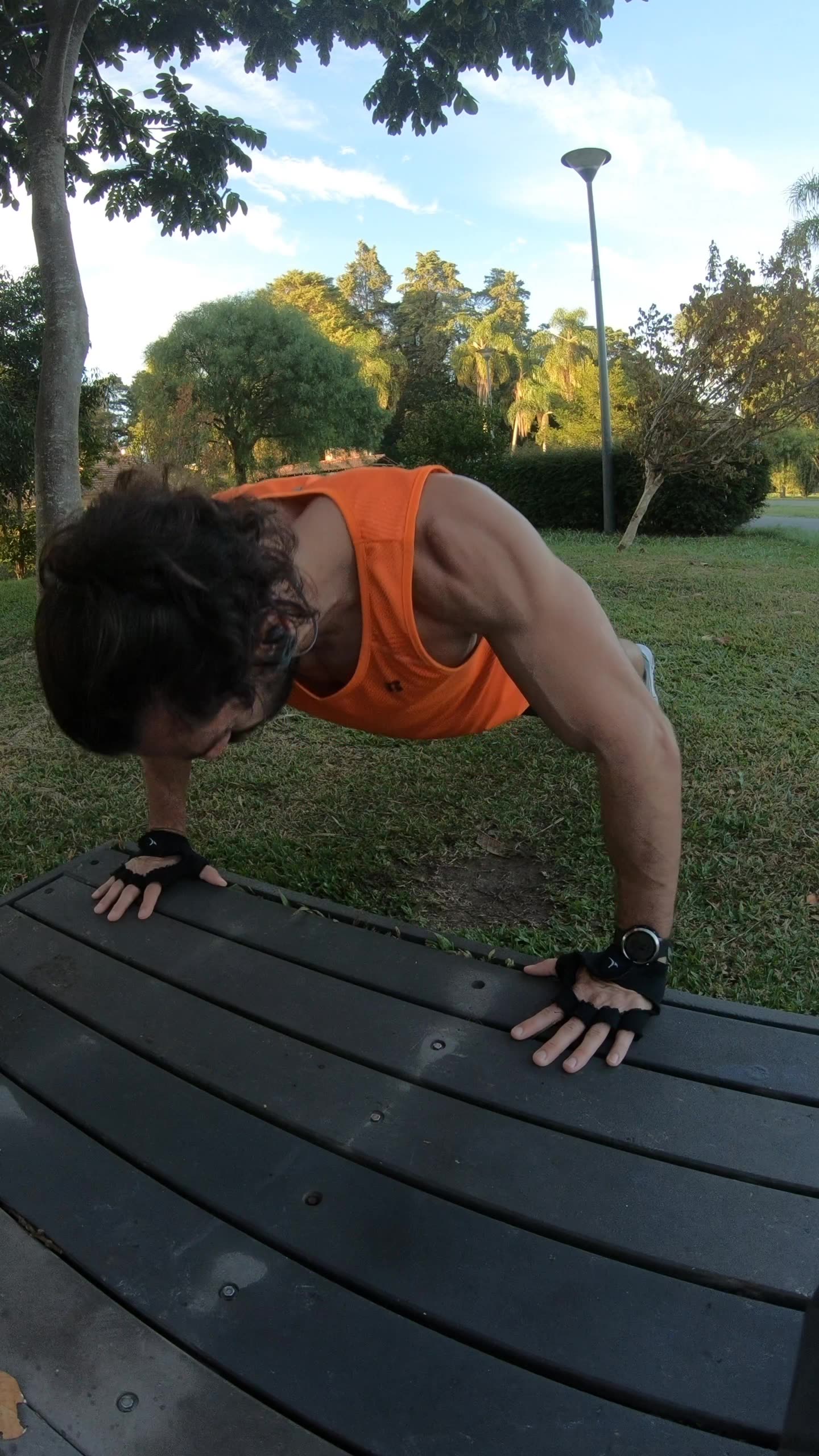 Outdoor chest/leg workout