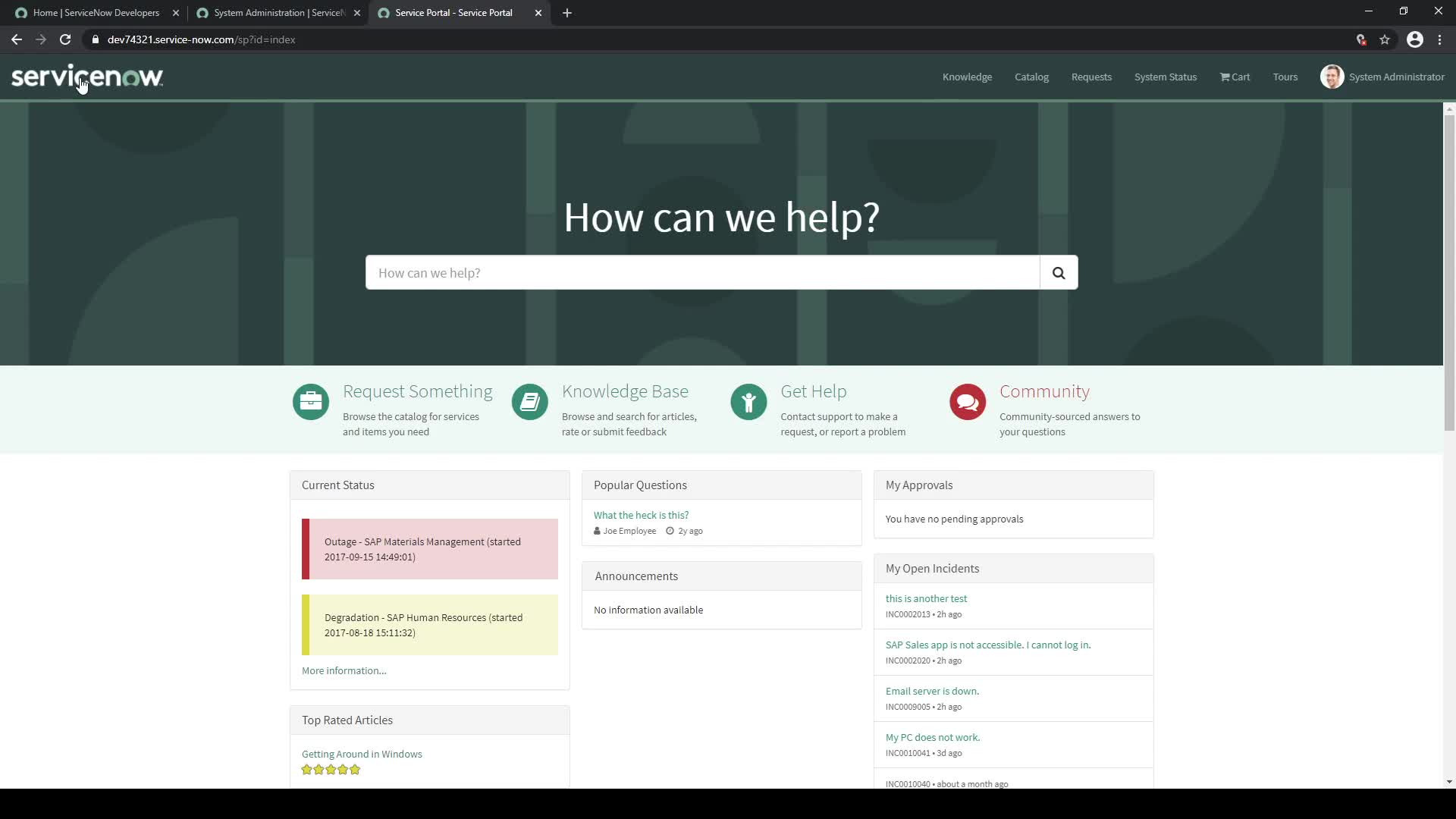How do you request something on the Service Portal in ServiceNow [Paris]