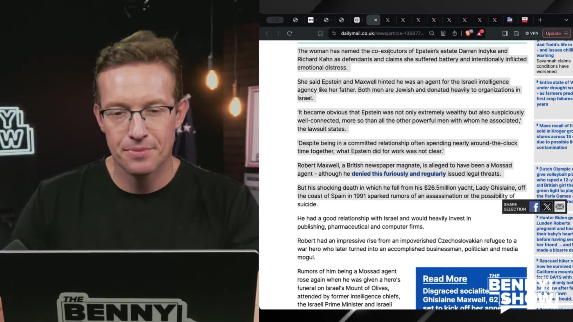 THE BENNY SHOW Jeffrey Epstein CONFIRMED Israeli SPY 'Epstein Was A ...