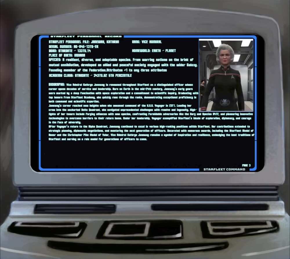 Starfleet Personnel File: Vice Admiral Kathryn Janeway