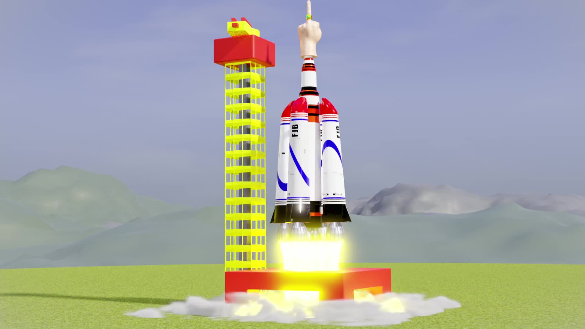FJB middle Finger Rocket Launch - 3D Animation test - Blender 3.0 - CyclesX