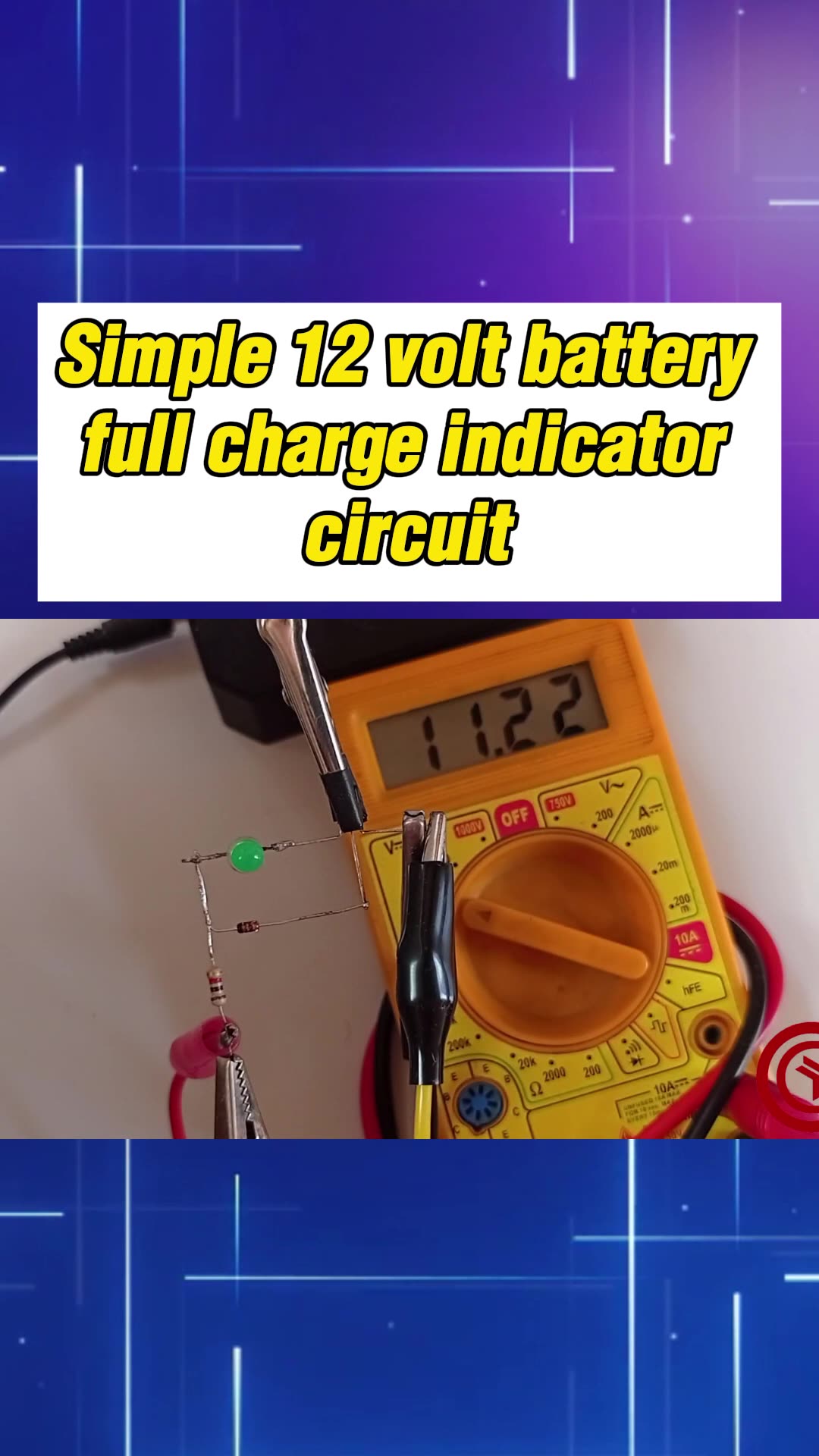 Simple 12 volt battery full charge indicator circuit