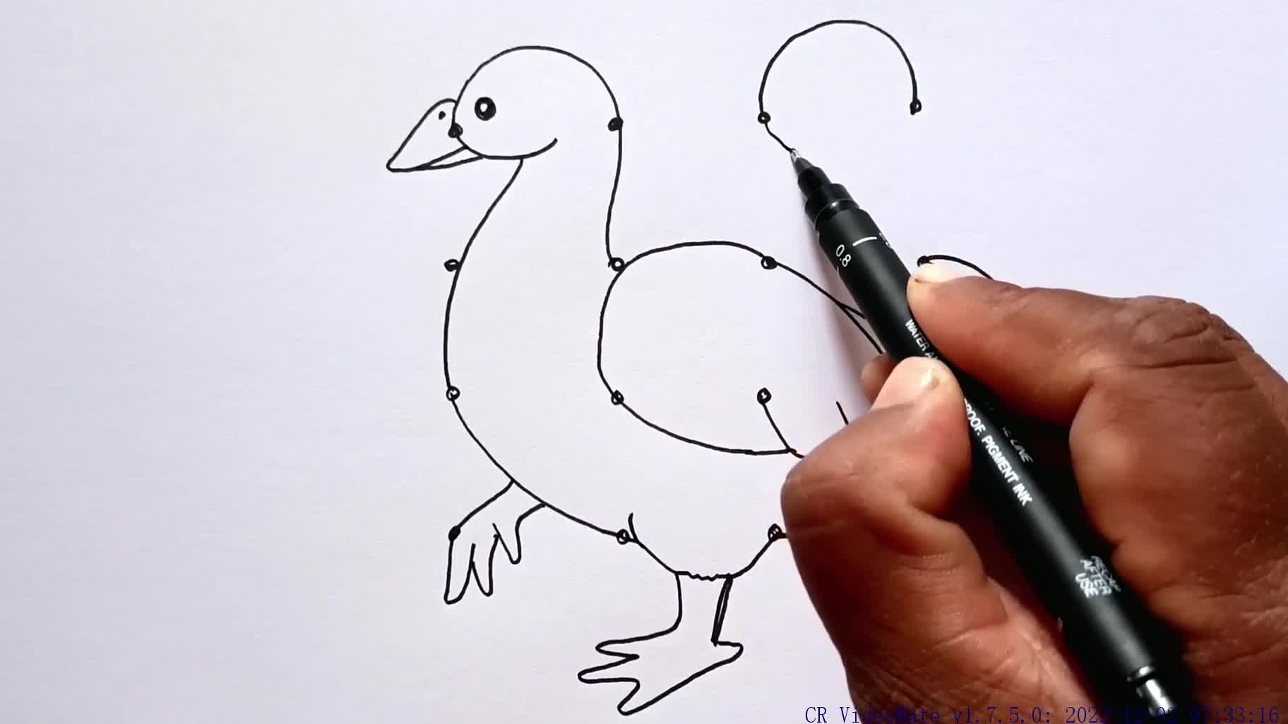 Duck Drawing With 4 × 4 Dots How To Draw Cute Duck With Dots Step By ...