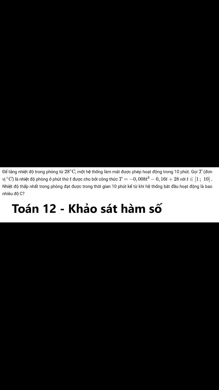 Để tăng nhiệt độ trong phòng từ 28 ∘ C , một hệ thống làm mát được phép hoạt động trong 10 phút