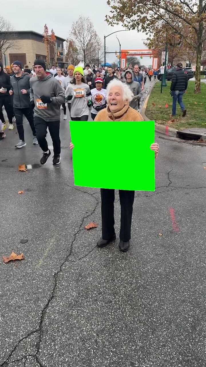Grandma Holding Sign | Green Screen