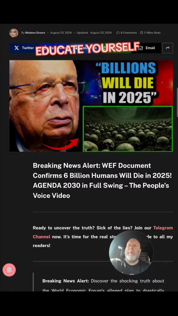 Klaus Schwab says "BILLIONS WILL DIE -IN 2025"