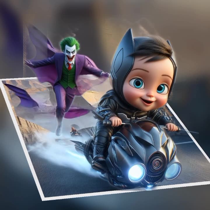 😎 Baby Batman Riding BatMotor, Chase by JOKER 🔴
