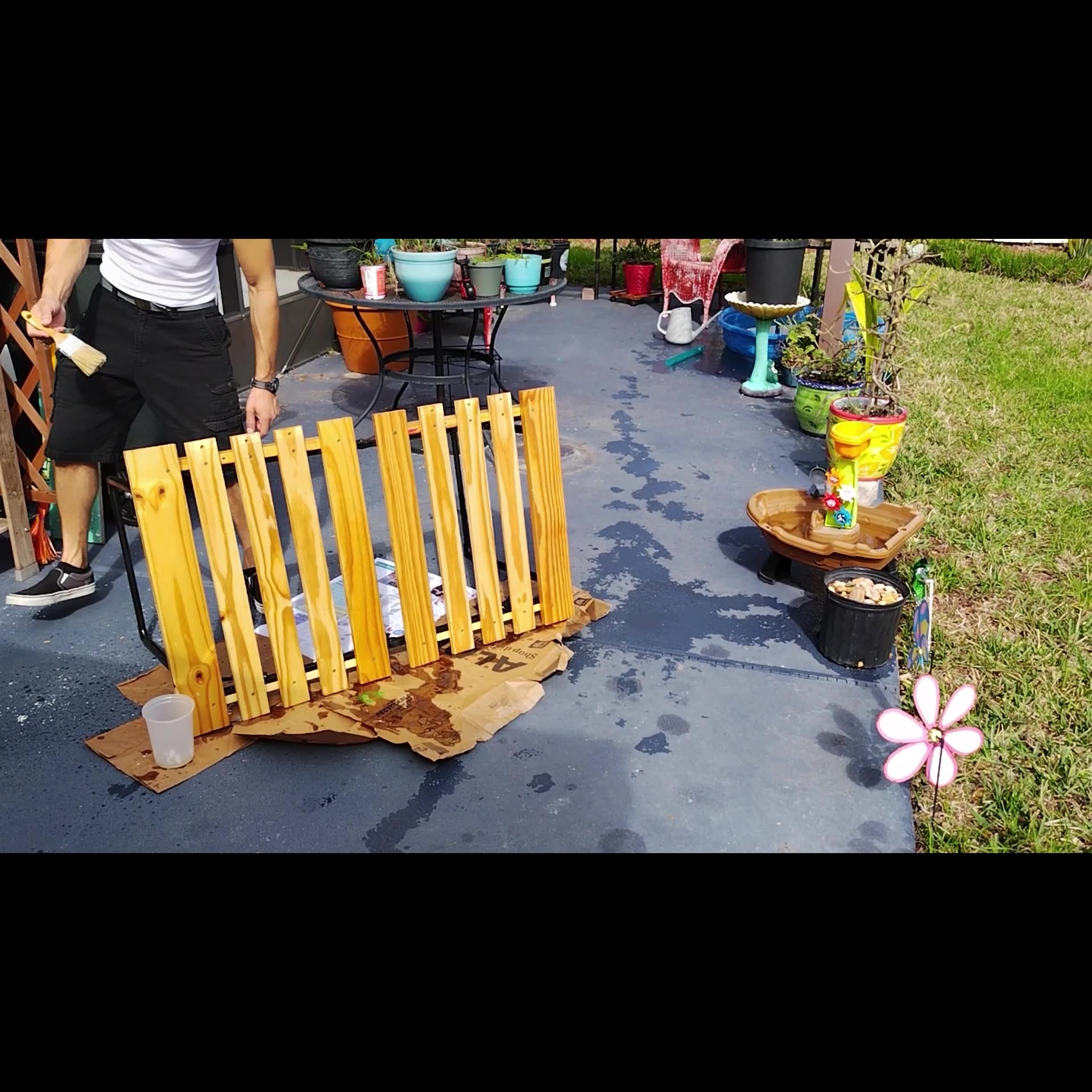 Wood Garden Table from Recycled Material