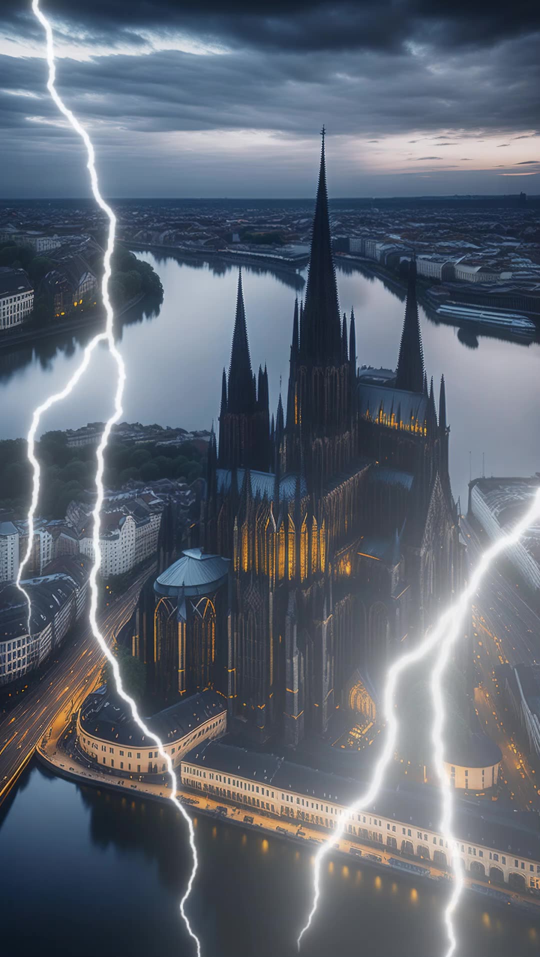 Gothic Architecture | Gothic Cathedral | Bolt of Lightning | Aerial ...