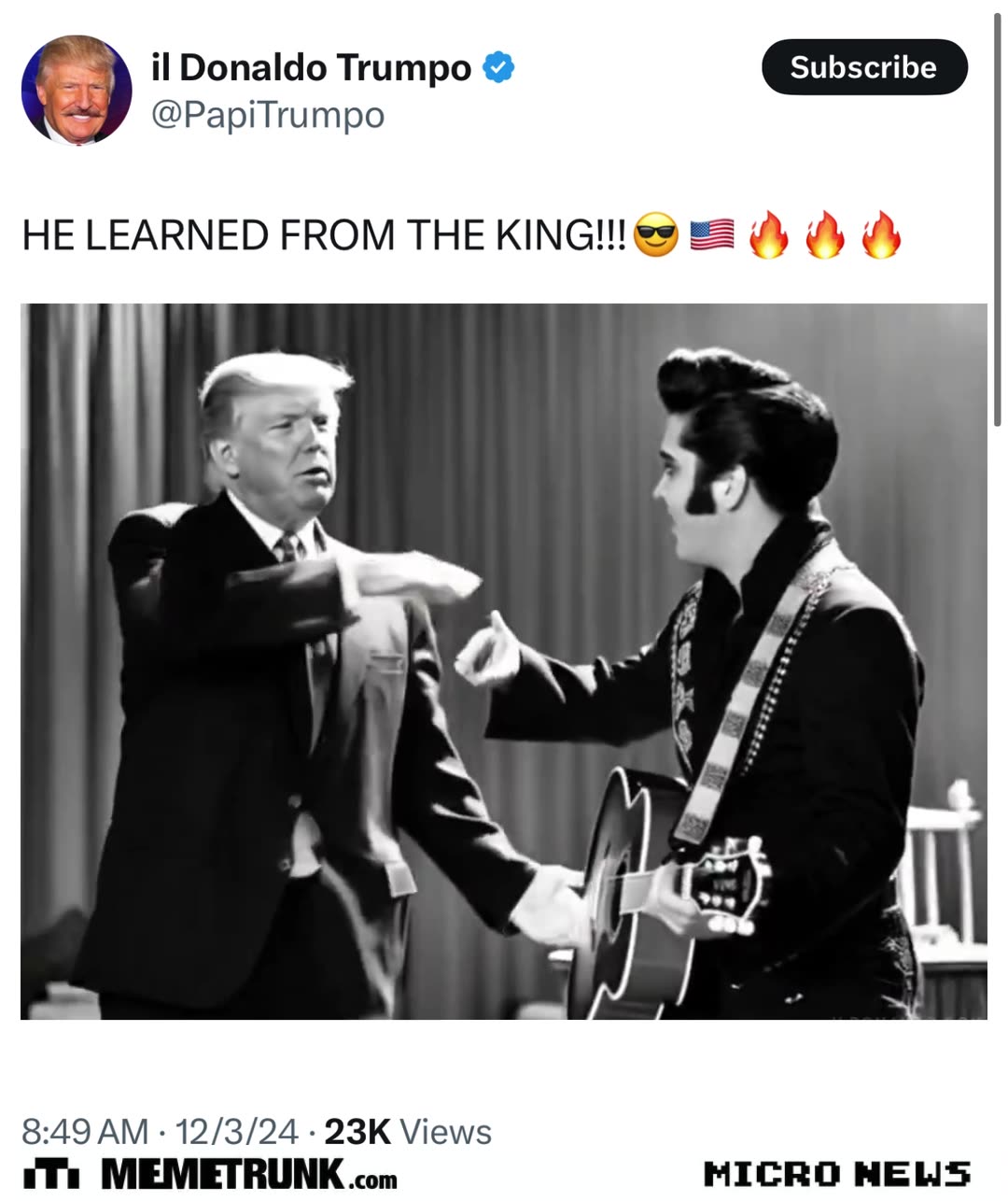 Trump-Elvis drip drip drip comms