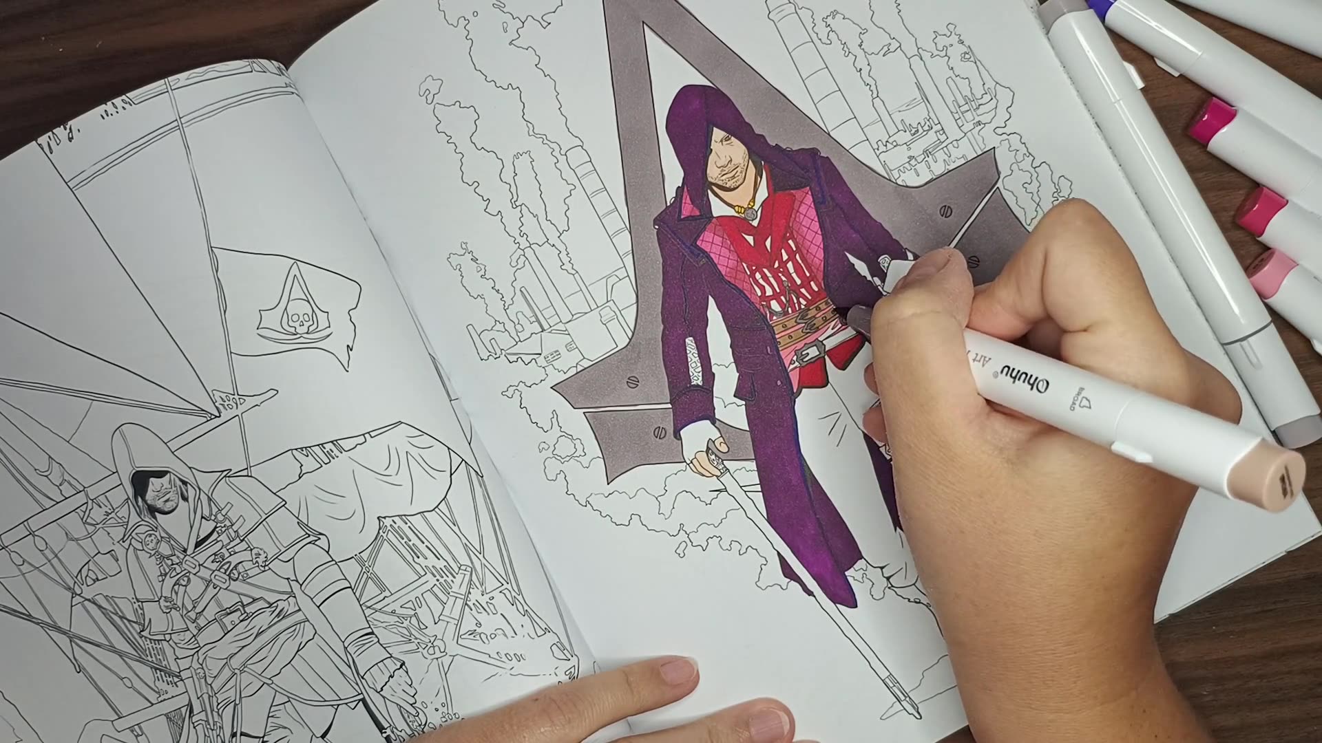 Assassin's Creed Official Coloring Book with Ohuhu Markers