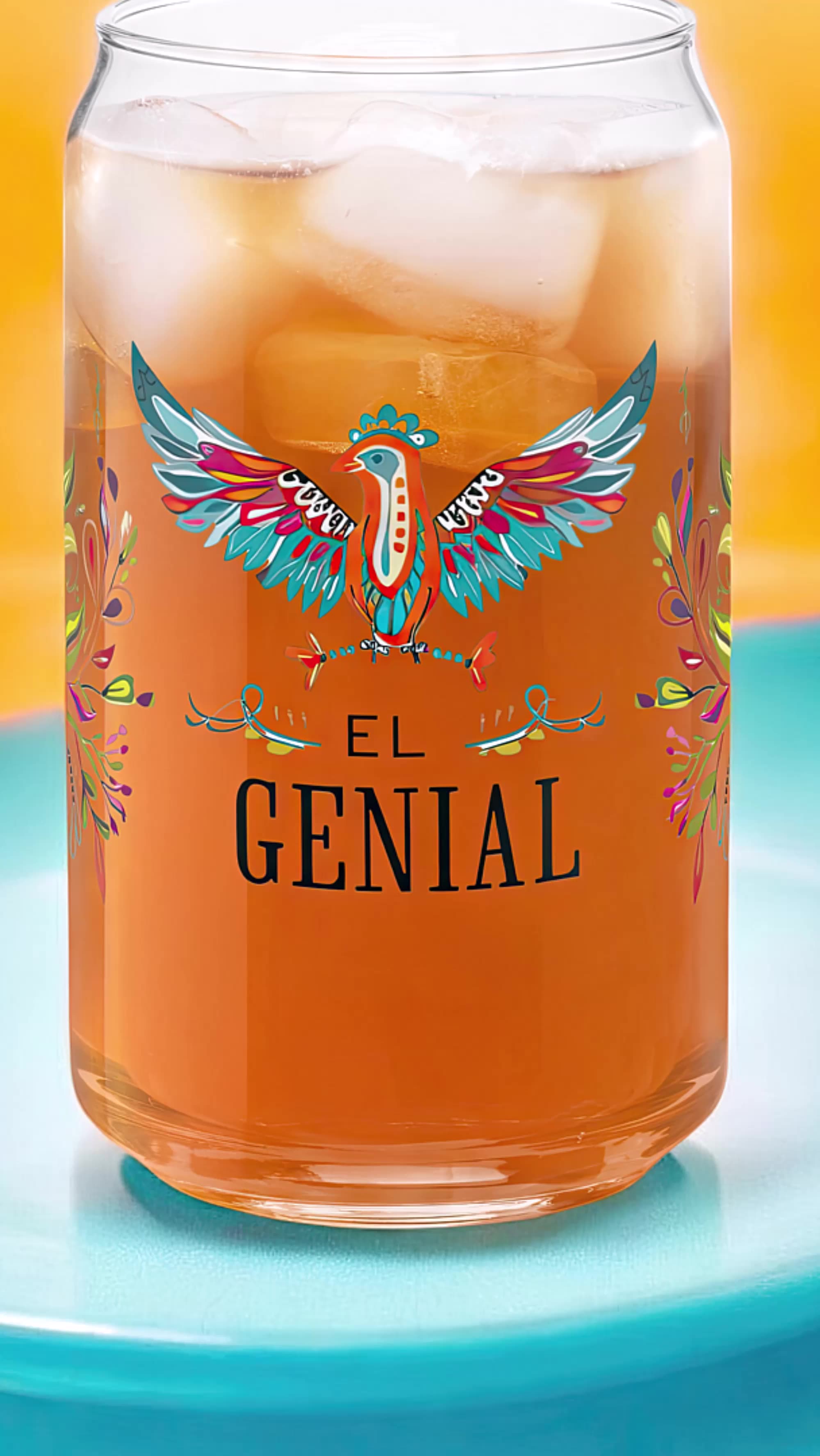 Elevate every sip with this bold and colorful design! #ElGenial #DrinkInStyle