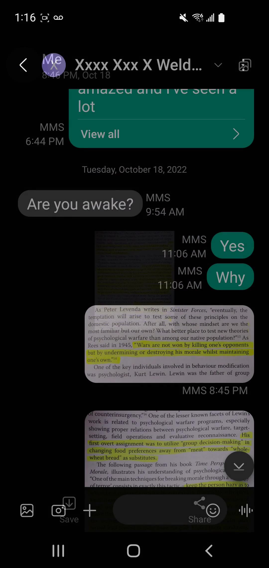 Text Message History With My 'Former CIA' Welder