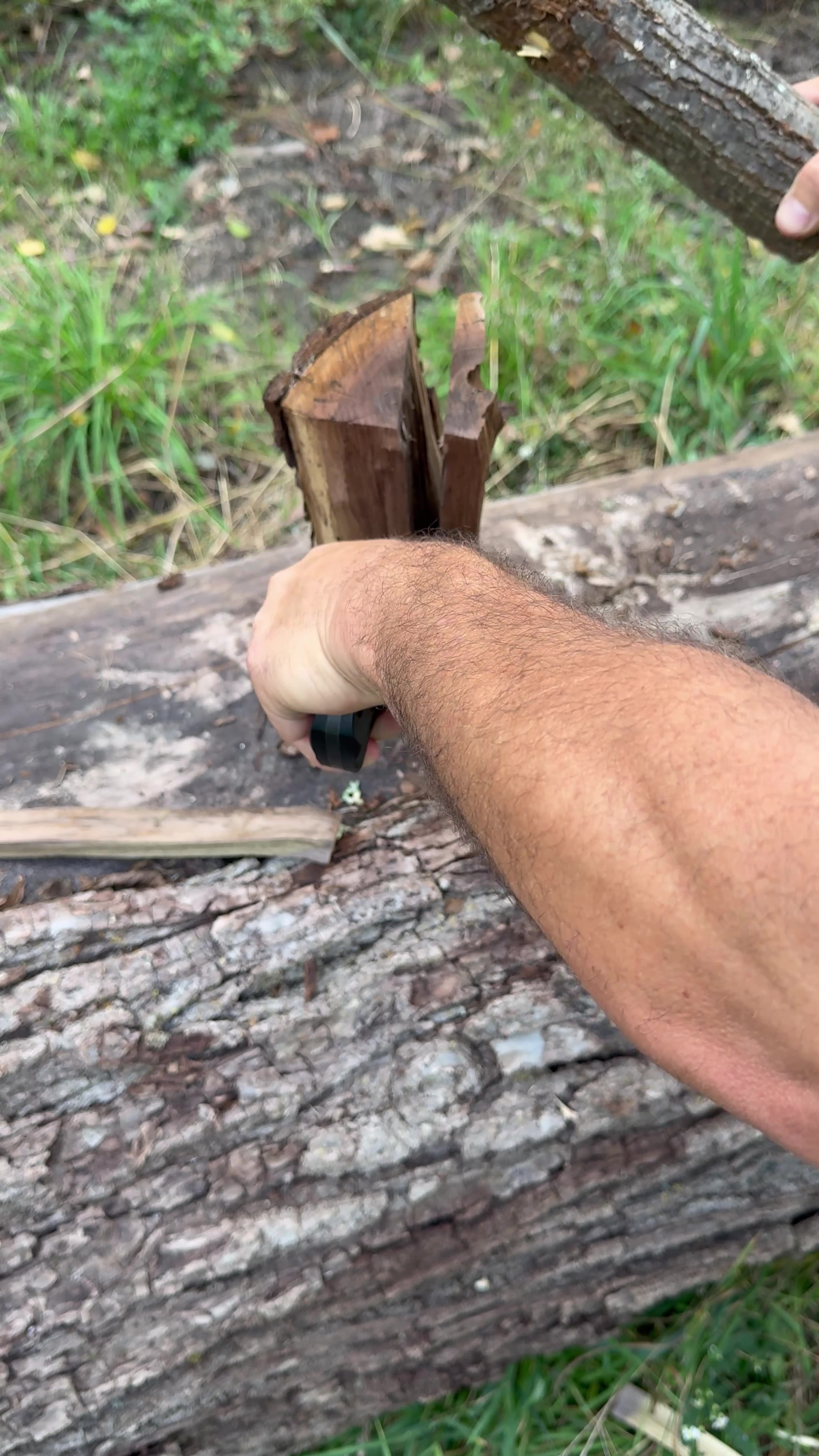 Batoning Wood With A Tactical Bowie Knife