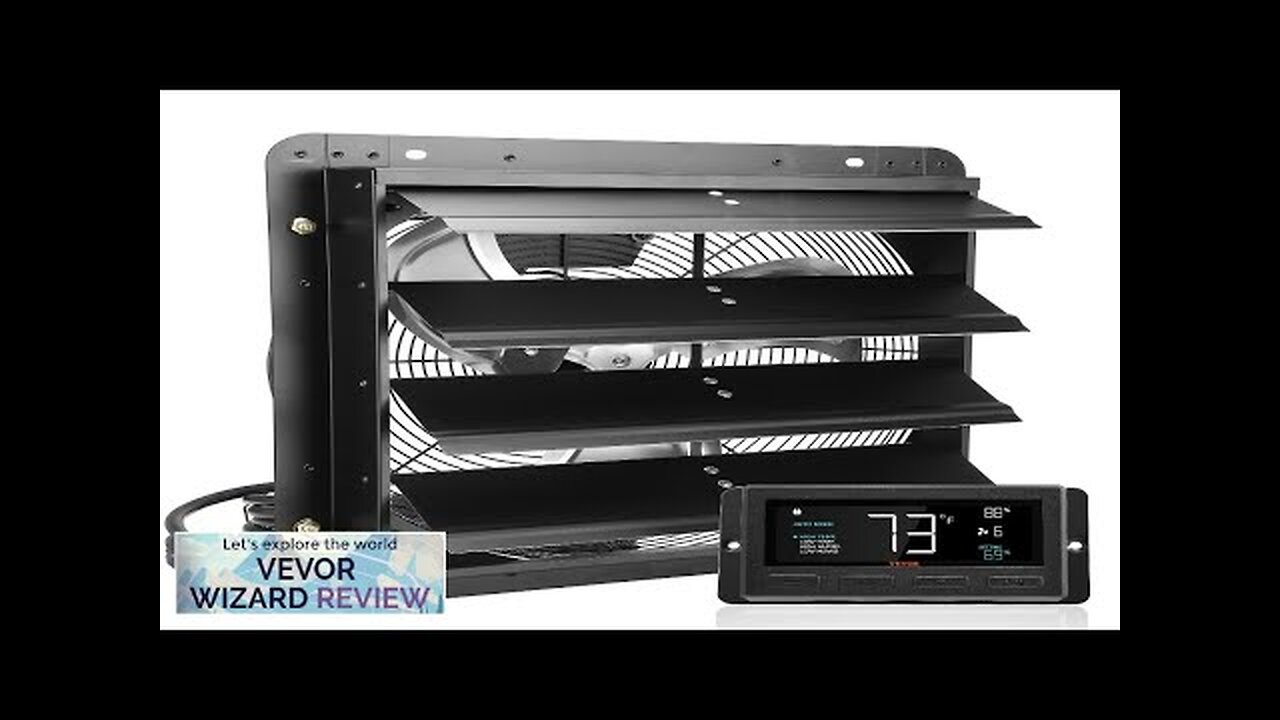 VEVOR Shutter Exhaust Fan 16'' with Temperature Humidity Controller EC ...