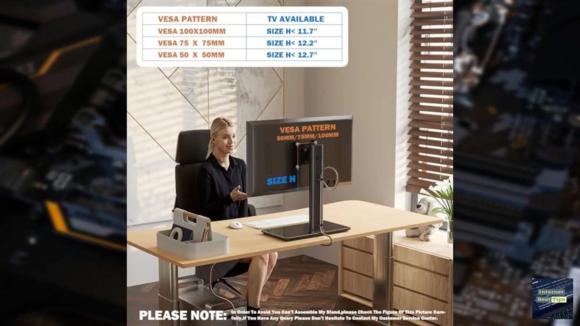 Single LCD Computer Monitor Free-Standing Desk Stand Mount Riser (HT05B ...