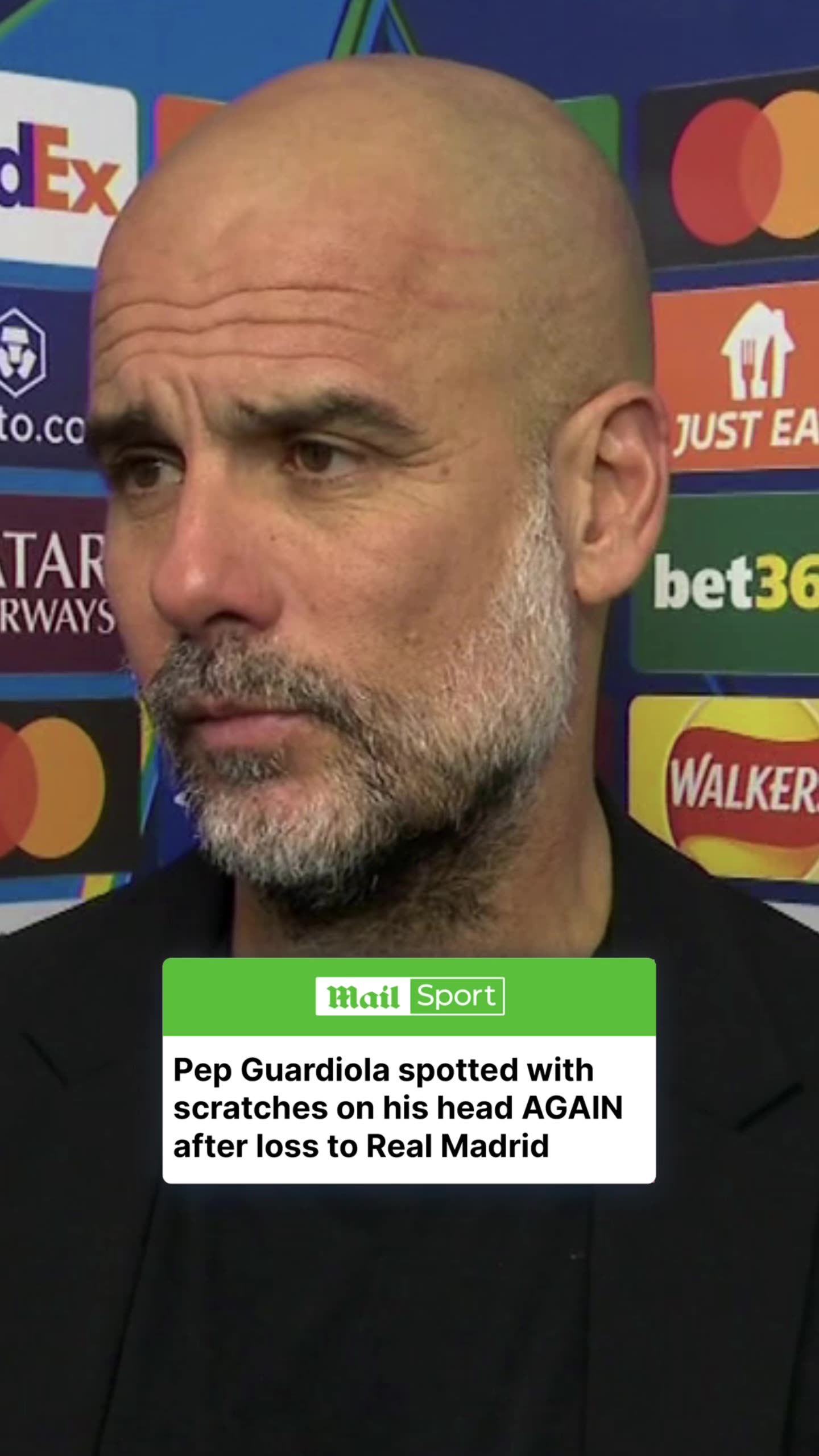 Pep Guardiola spotted with scratches on his head for the THIRD time ...