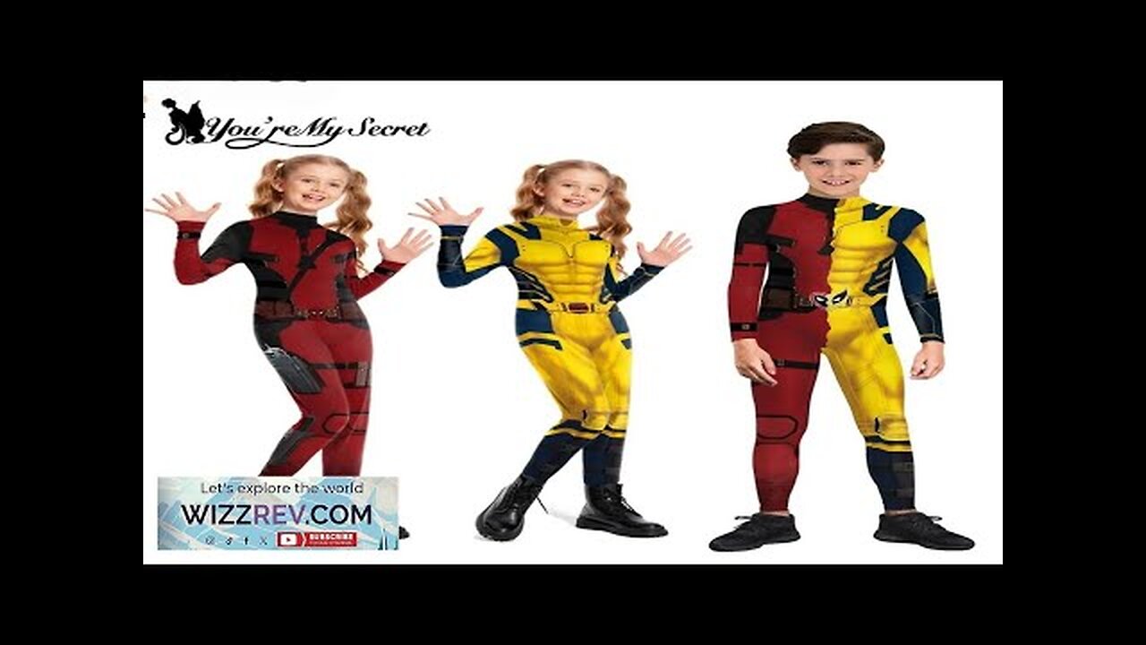Kids Deadpool Wolverine Cosplay Costume Superhero Boys Girls Superhero ...