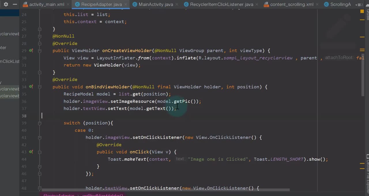 37 Onclicklistner On Image And Text In Recyclerview Recyclerview In Android 11