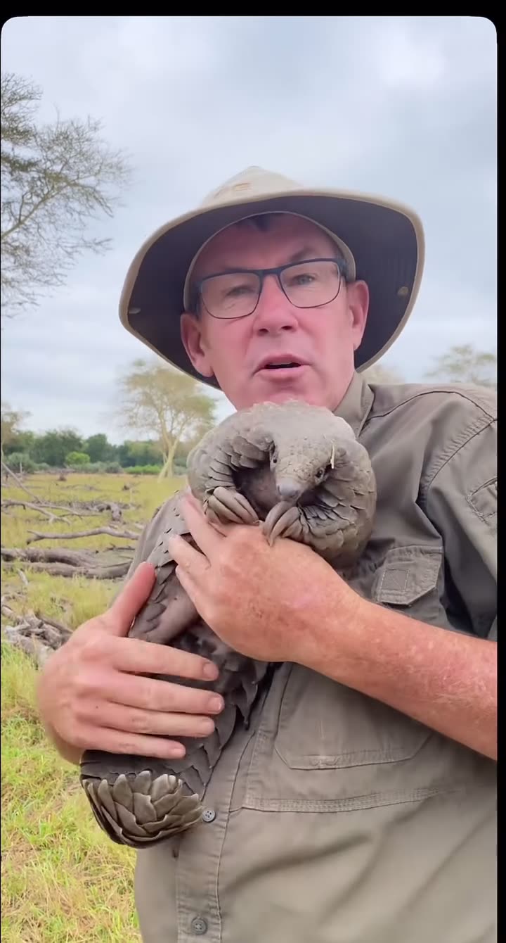 Ranger holding armadillo in his hand