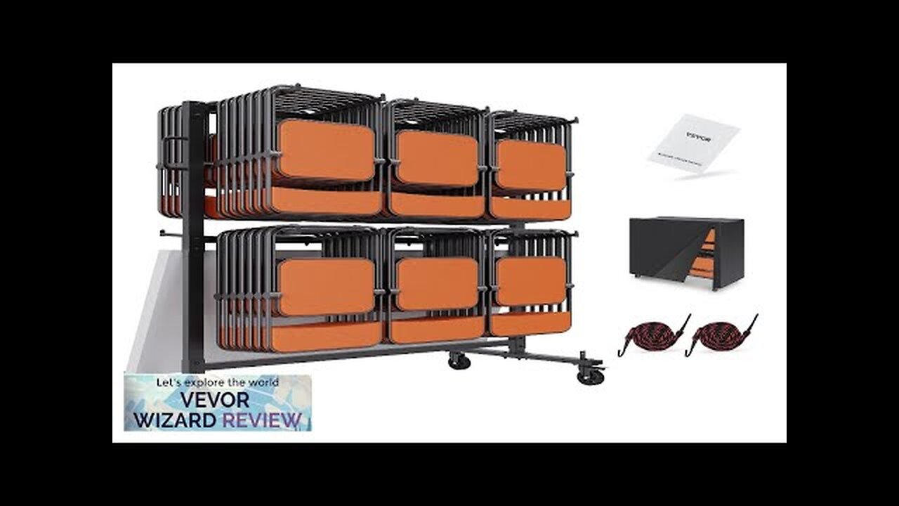 VEVOR Folding Chair Cart Double Layer Mobile Stackable Chair Dolly ...