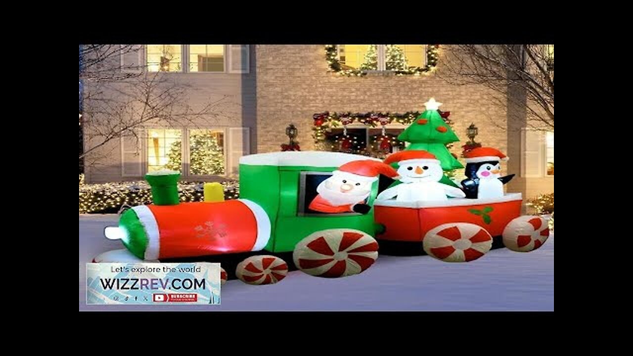 2.7M Christmas Inflatable Train Santa Claus Snowman Penguin with LED ...