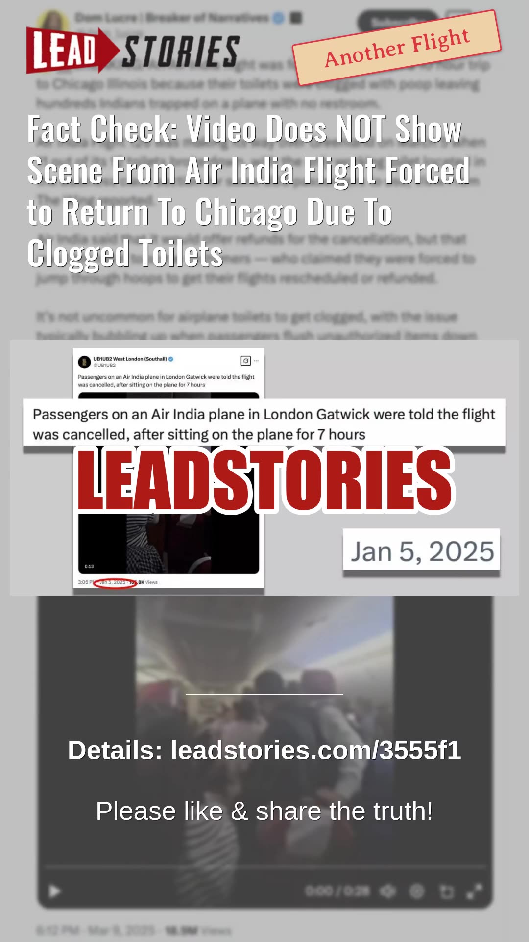 Fact Check: Video Does NOT Show Air India Flight Forced to Return To Chicago Due To Clogged Toilets