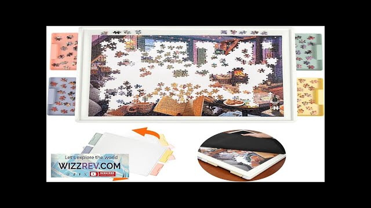 1000 Pieces Rotating Plastic Puzzle Board with Drawers and Cover 30"x22 ...