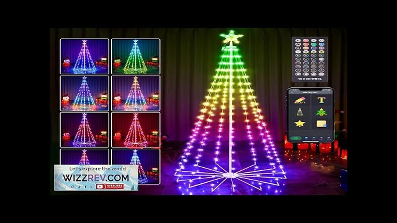 7FT 295LED Outdoor Christmas Tree RGB Color Change Prelit Smart Cone ...