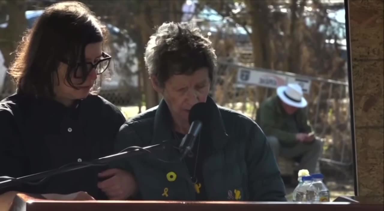 Captivity survivor Yocheved Lipshitz at the funeral of her husband Oded Z"l