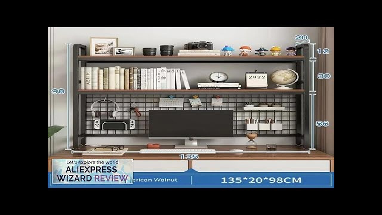 Grid Bookshelf Desk Top Multi-Layer Wrought Iron Shelf Desk Table Hole ...