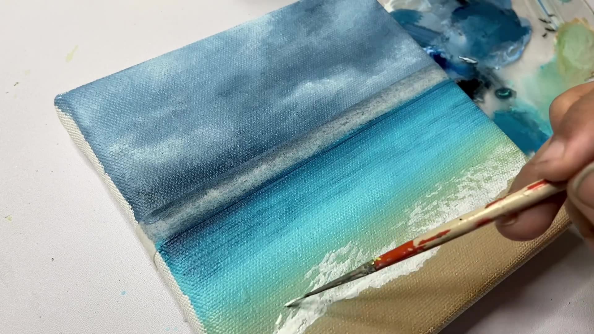 Easy seascape painting_acrylic painting tutorial for beginners_# ...