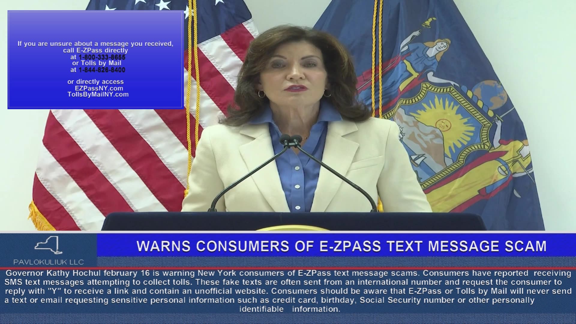 Warns Consumers of E-zpass Text Message Scam in New York State