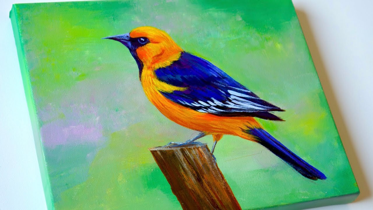 Bird Painting _ Acrylic Painting Bird On Branch _ Bird Acrylic Painting ...