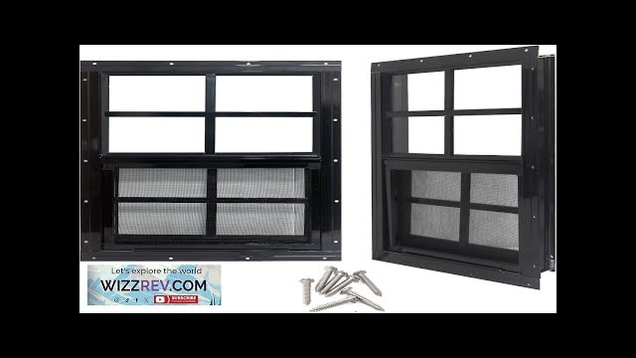 Yuzzy 24" x 36" Shed Windows with Tempered Glass and Fiberglass Screen ...