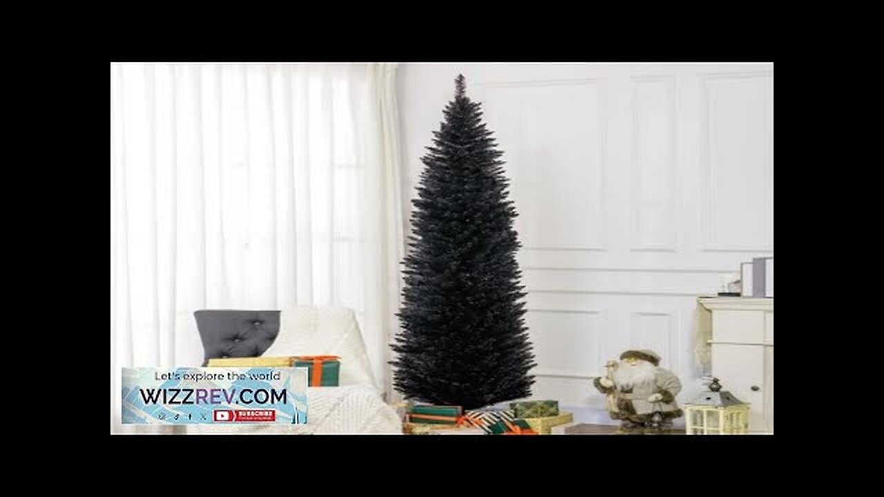The 8-foot-tall artificial Christmas tree comes in a slim pencil style ...