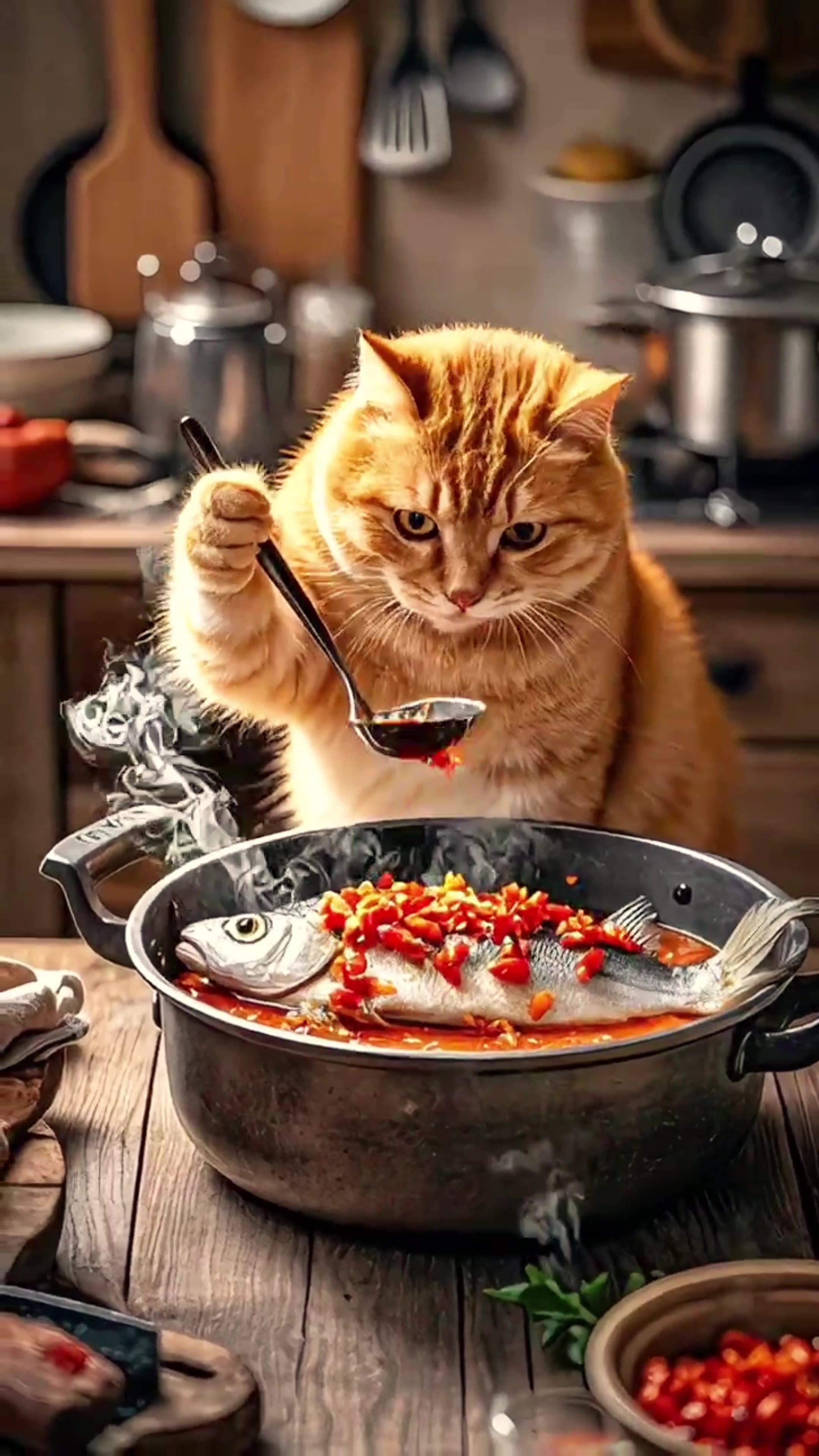 Cat Cooking Food Experience-Must Watch It