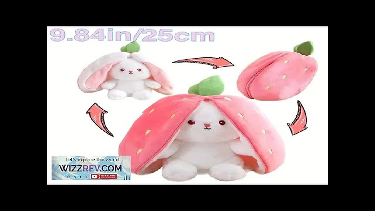 Bunny Stuffed Animal Plush Reversible Strawberry Bunny Plush Doll With ...