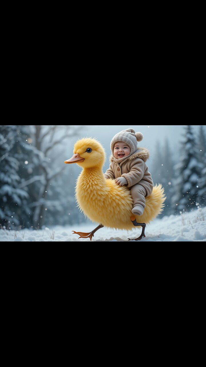 Cutest Baby Duck Ride in a Winter Wonderland! ️👶🦆