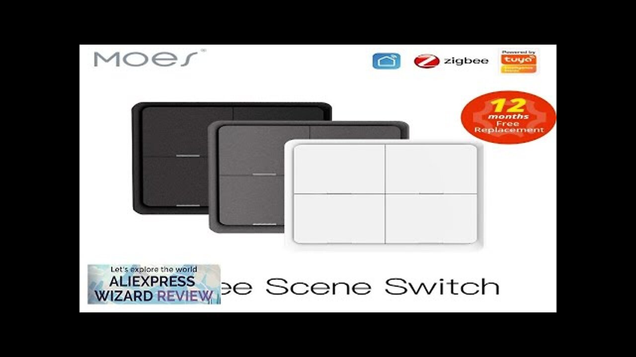 MOES 4 Gang Tuya ZigBee Wireless 12 Scene Switch Push Button Controller ...