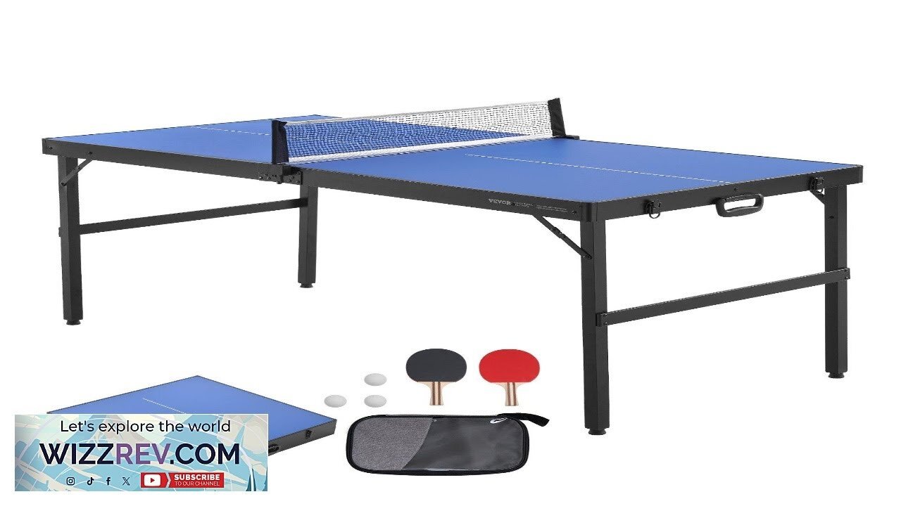 VEVOR Mid-Size Ping Pong Table Foldable Table Tennis Game Table Indoor ...
