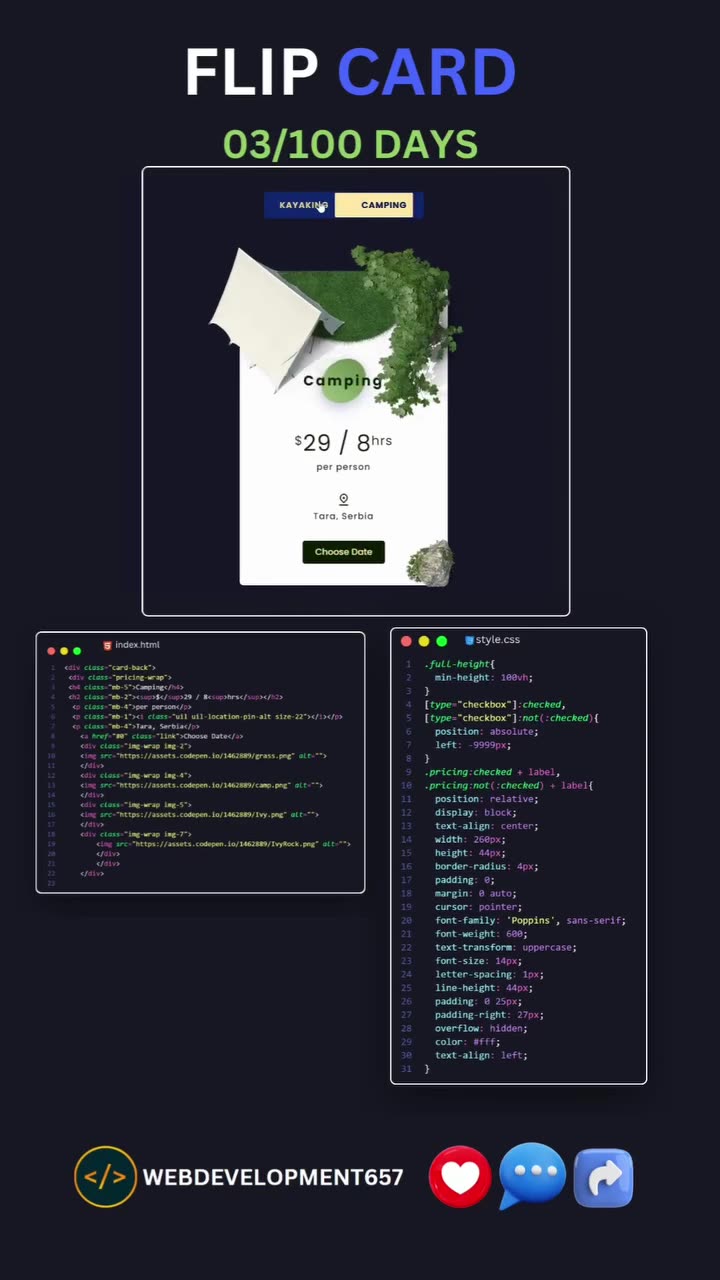 Flip card html css javascript