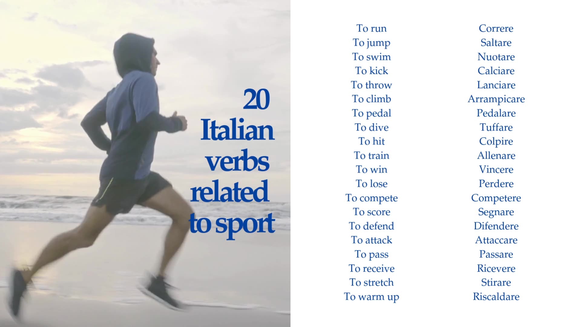 🎥 20 Italian Verbs Related to Sport | Subliminal Learning Loop | TIY ...