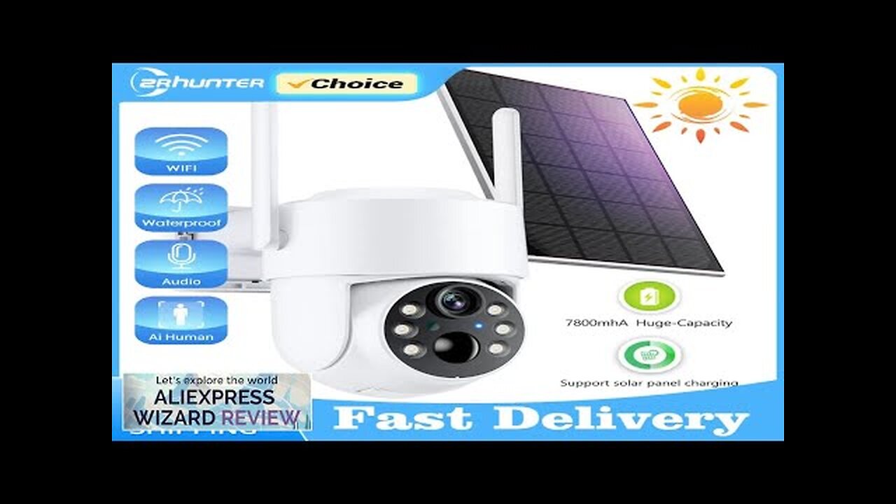WiFi PTZ Camera Outdoor Wireless Solar IP Camera 4MP HD Built-in ...