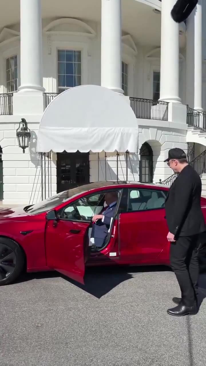 Here's President Trump Getting Behind the Wheel of a Tesla